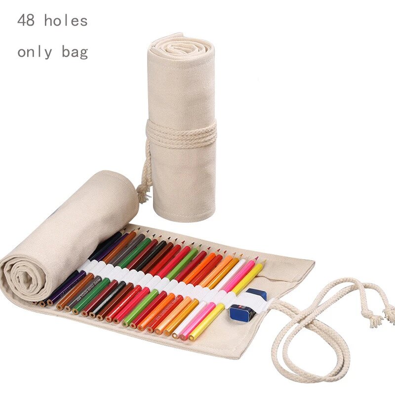 Тканевый пенал для карандашей 48 цветов 48 holes beige