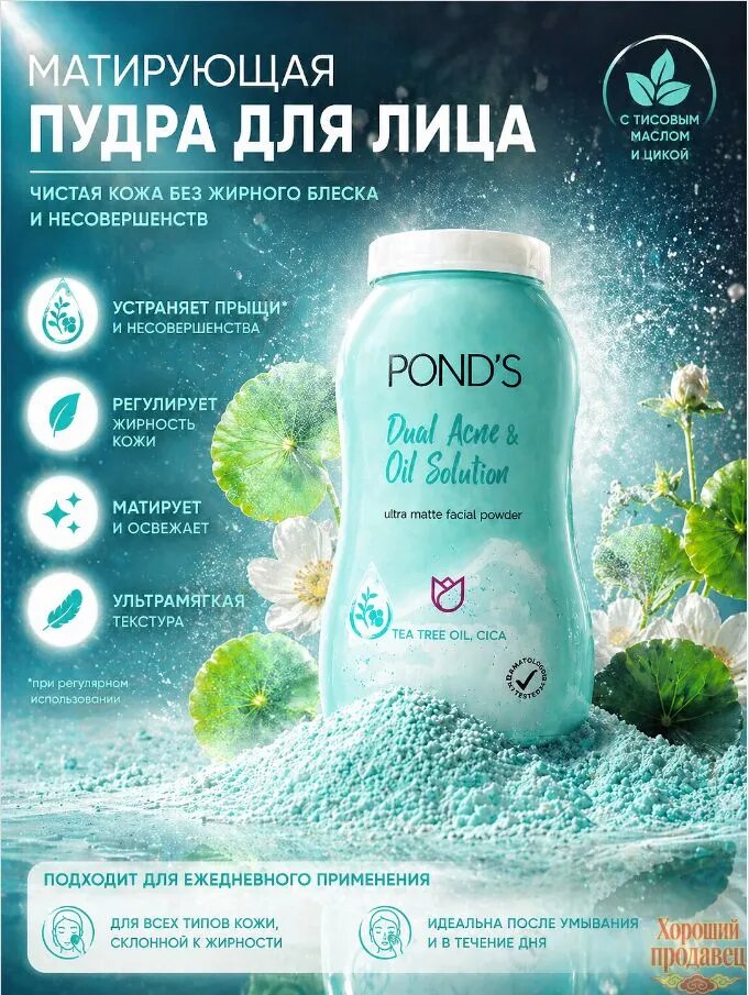 Пудра для лица POND'S Dual Acne and Oil Solution, 50 г.