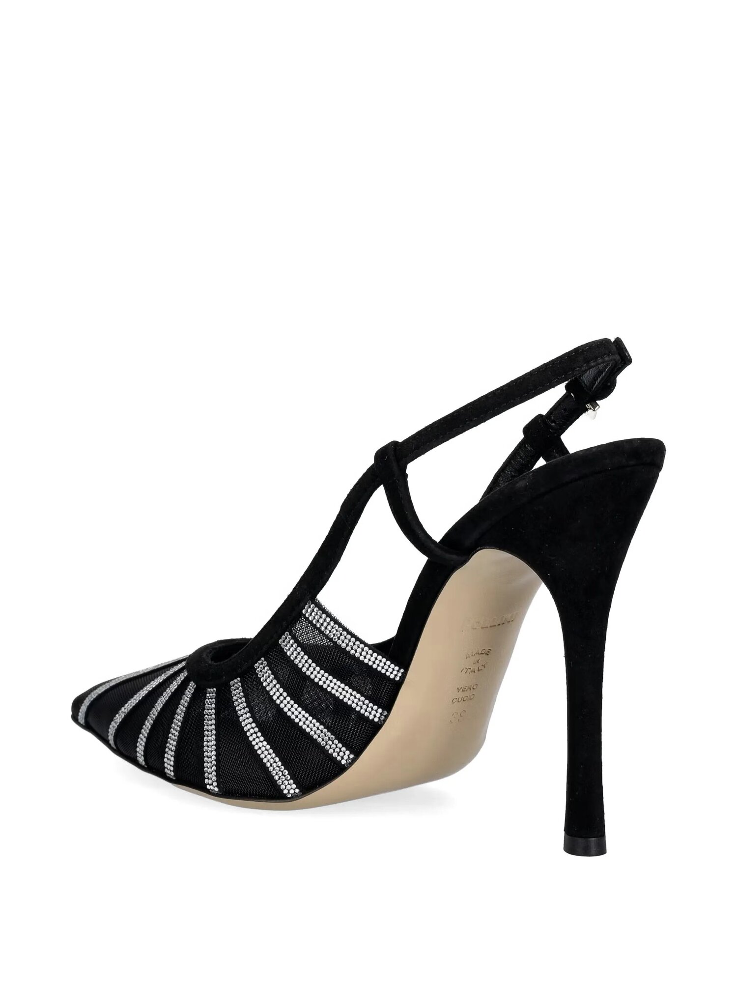Туфли Pollini Crystal-embellished mesh pumps, размер 41 EU, black/black — фото 1