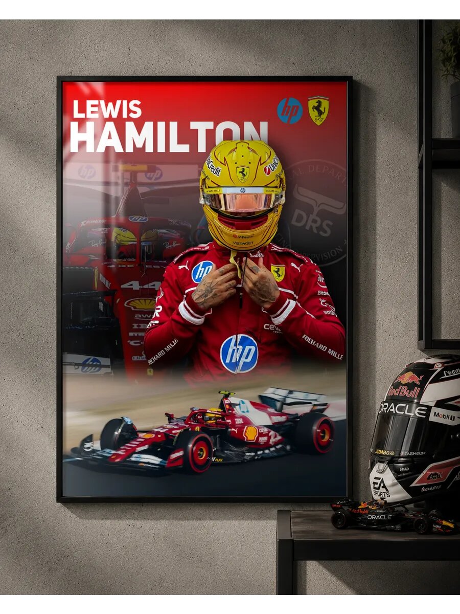 Постер Формула 1 Феррари Хэмилтон A3 42X29.7 FerrariHamilton