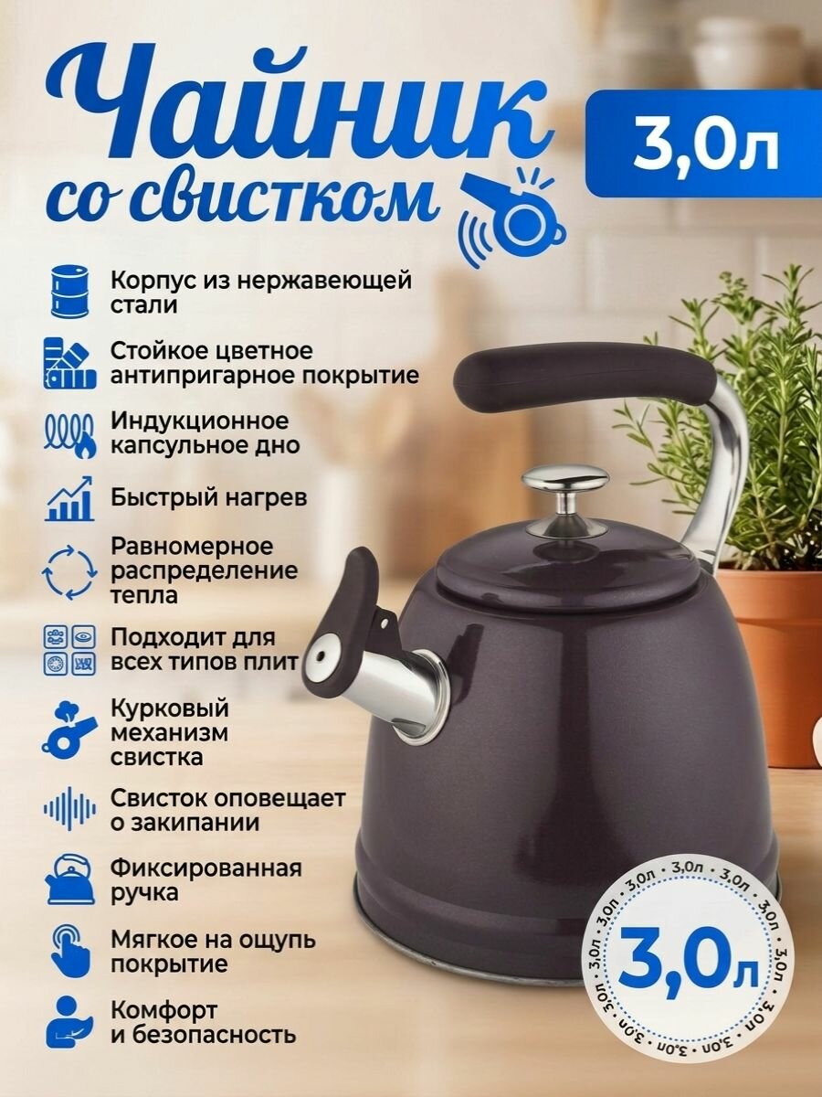 Чайник со свистком Z-4551 Мокко 3,0л