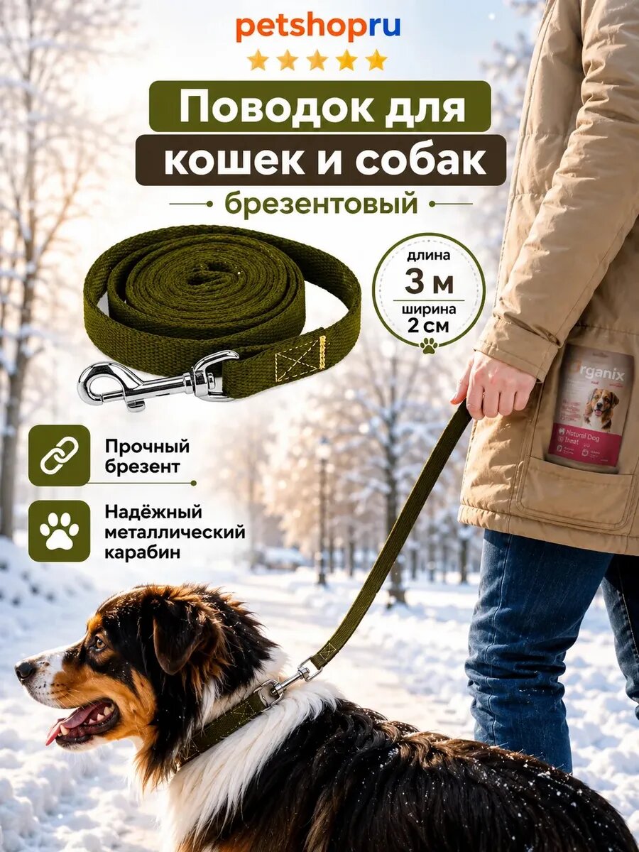 Yami Yami амуниция Поводок брезентовый, импорт. карабин, 3 м * 2 см