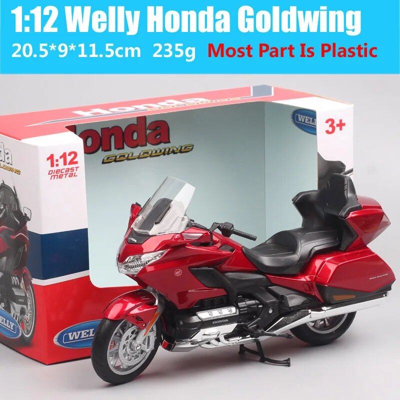 Welly Honda Goldwing 1:12, красный, пластик