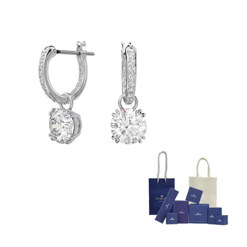 Серьги пусеты, кристаллы Swarovski
