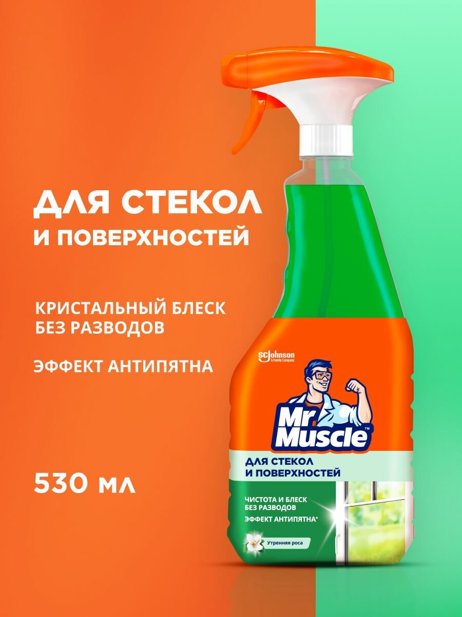 Mr Muscle Средство для стекол и поверхностей "Утренняя роса", триггер 530 мл