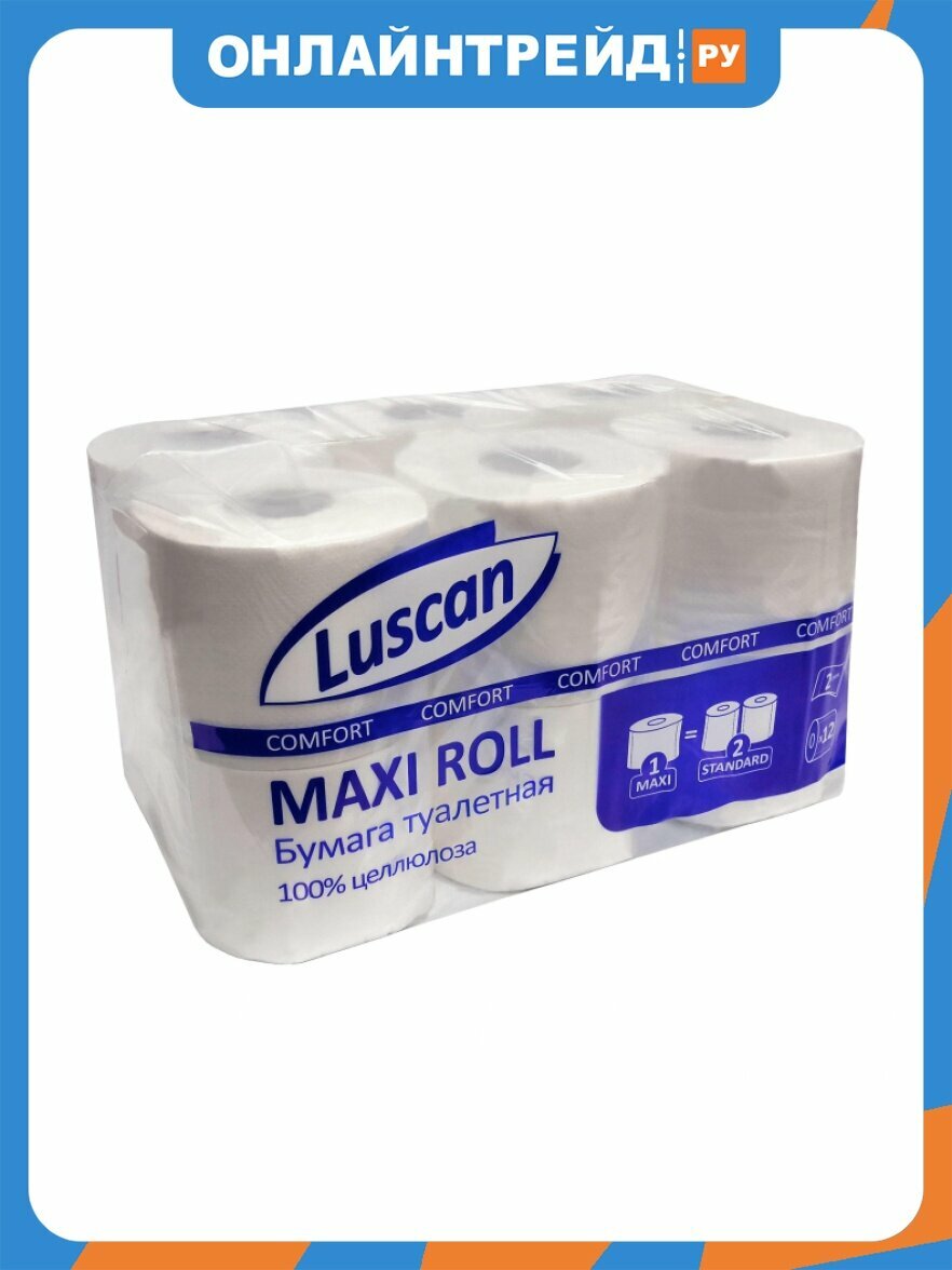 Туалетная бумага Luscan ComfortMax 2-сл бел цел 50м 400л 12 рул/уп