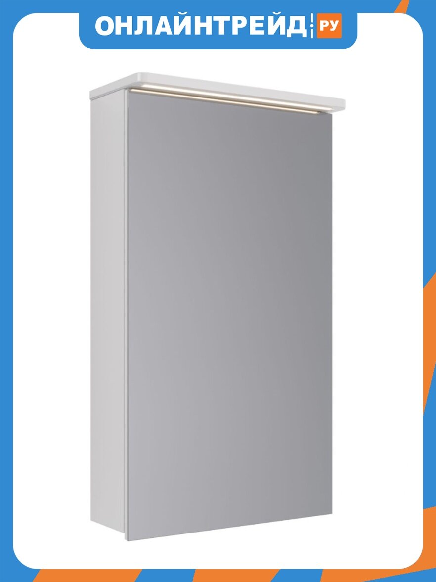 Зеркальный шкаф Lemark ZENON 45х80 см 1 дверный, петли слева, с козырьком-подсветкой, с розеткой, цв