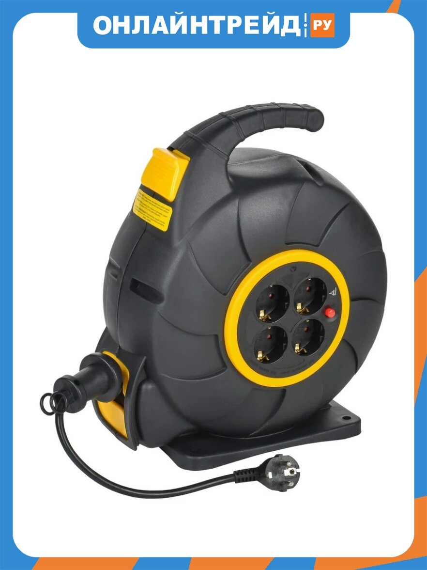 Удлинитель на катушке Iek TWIST 4х20м с заземл. автосмотка 16А IP20 ПВС 3х1.5, TW-KP27-16-04-20