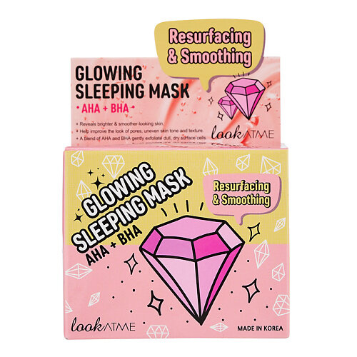 LOOK AT ME Маска для лица придающая сияние с AHA и BHA кислотами Glowing Sleeping Mask AHA + BHA, 100 мл