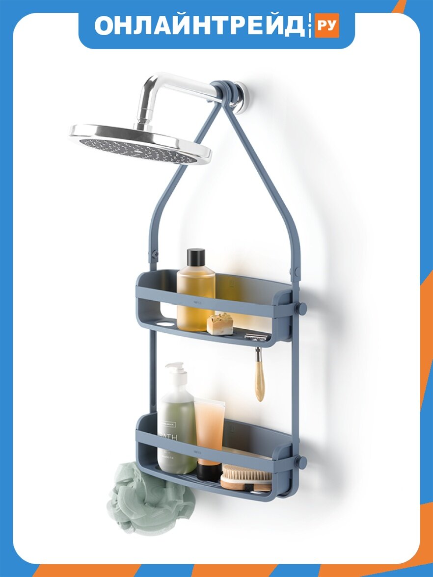 Органайзер для душа Umbra Flex 2 полки, 31х9х65 см, пластик, синий (023460-1050)