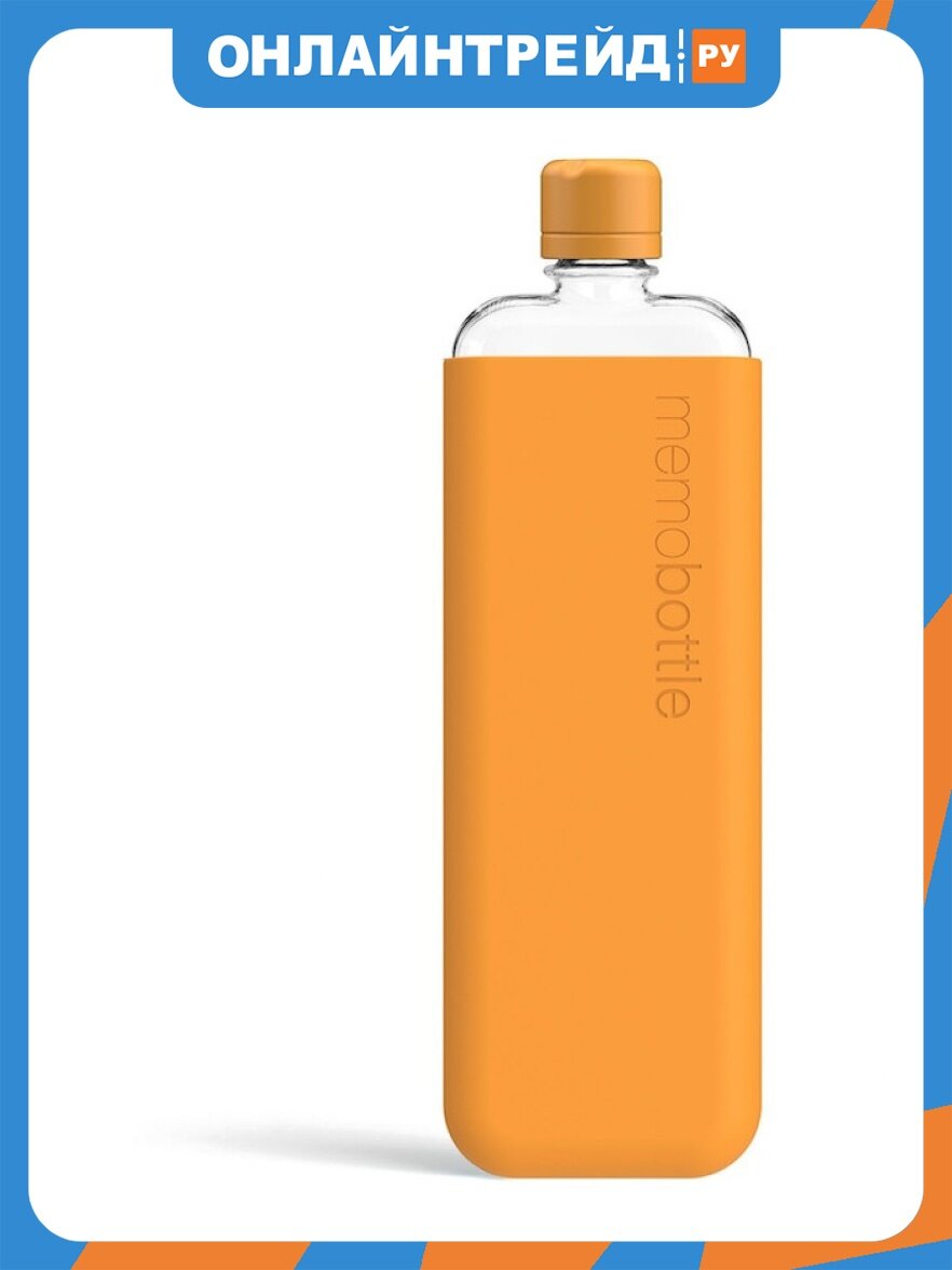 Бутылка для воды Memobottle Slim, с силиконовым чехлом, оранжевый