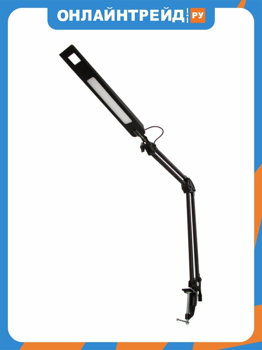 Светильник настольный Camelion LED KD-821 C02 черный,8 Вт, 230В, 2 ур. ярк,350лм, струбцина)