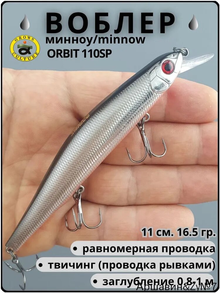 Воблер на щуку ORBIT/орбит 110sp/110мм 16.5 г col#840r Minnoy Suspend Mag-drive Grows Culture Приманка на окуня, судака в заброс
