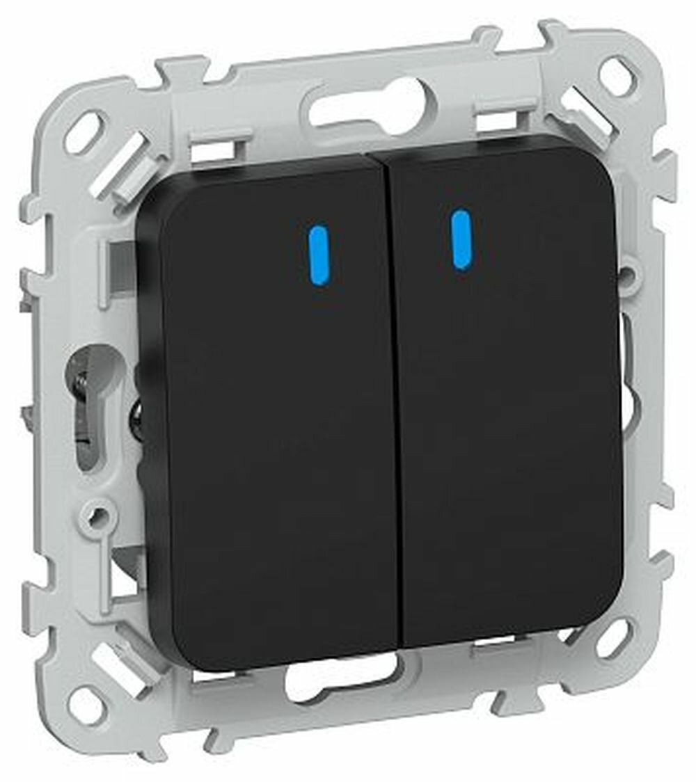 Выключатель IEK Flite 2-клавишный с индикацией 10А ВС12-1-1-ФлЧ черный