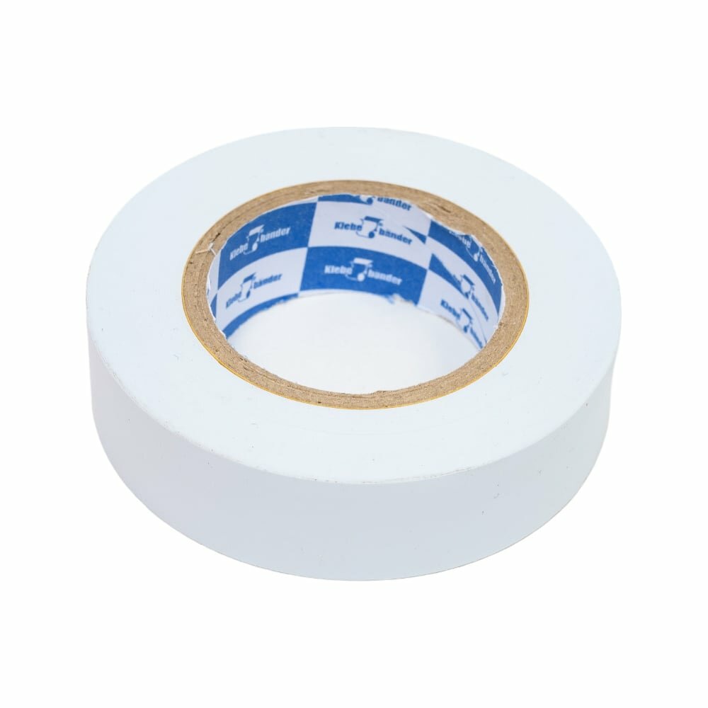 Изолента Klebebander ПВХ, 19 мм х 20 м, 130 мкм, 4 Кв, белая 122306