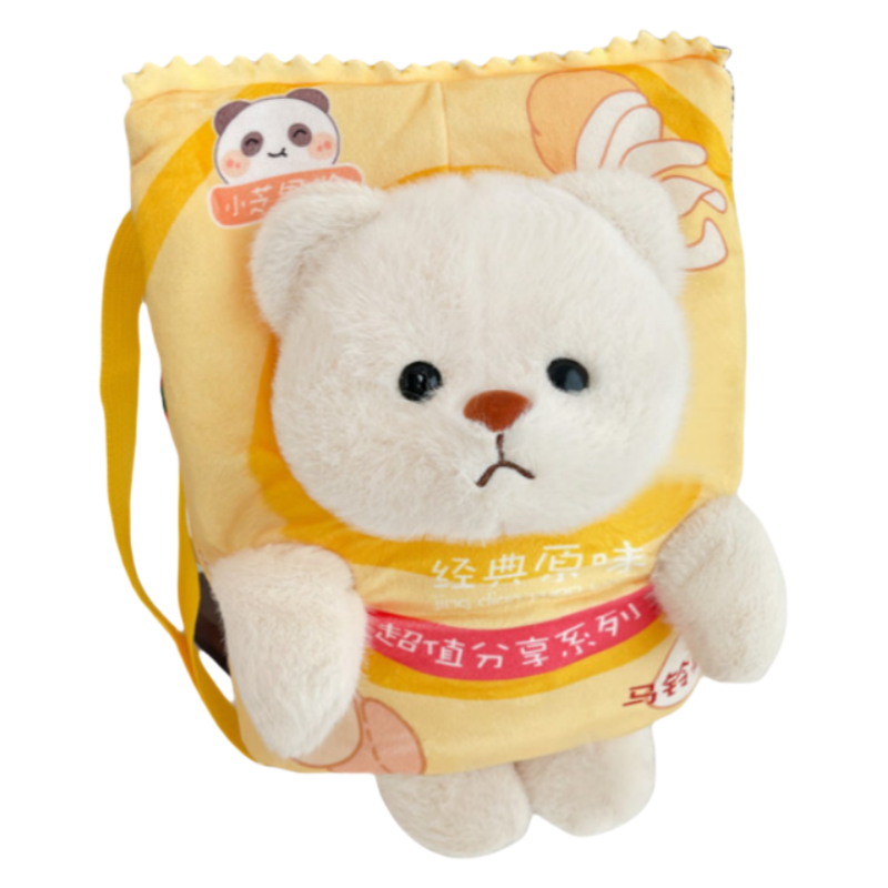 Плюшевая сумка-трансформер с медведем-гамбургером 77 SEVEN DREAM Potato Chip Bear-Yellow, 26CM EU