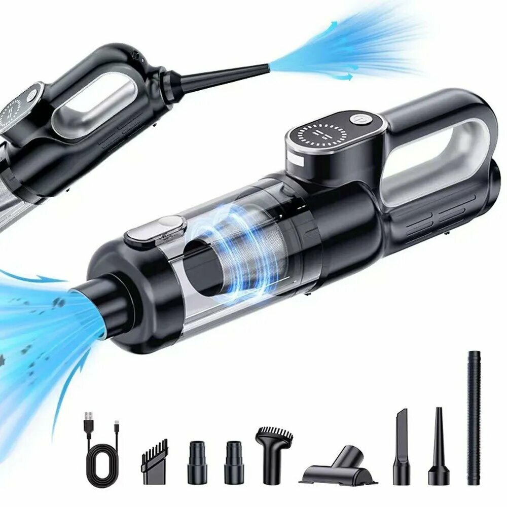 Автомобильный пылесос ST-8007C с цифровым дисплеем и LED-подсветкой
