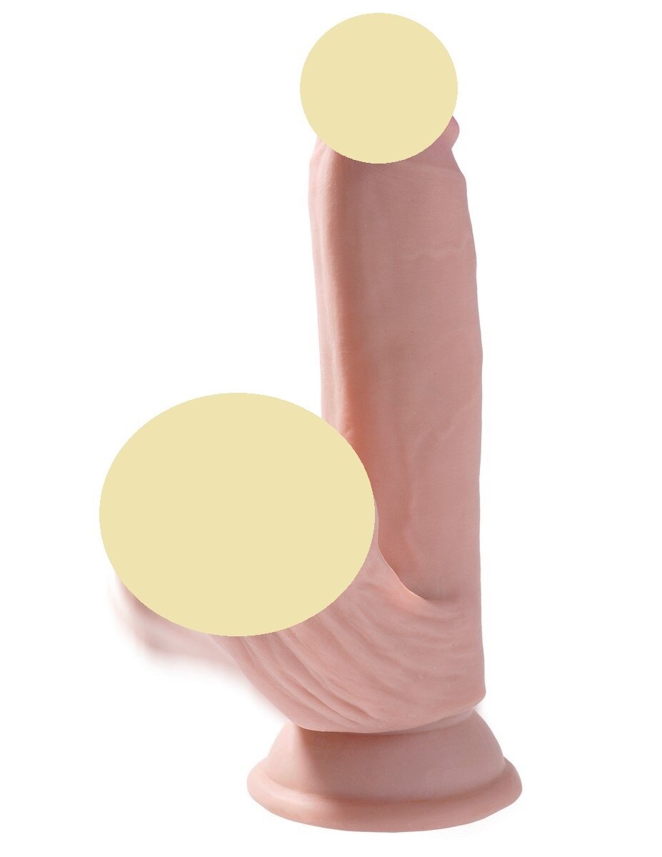 Фаллоимитатор на присоске с подвижной мошонкой King Cock Plus 7 Triple Density