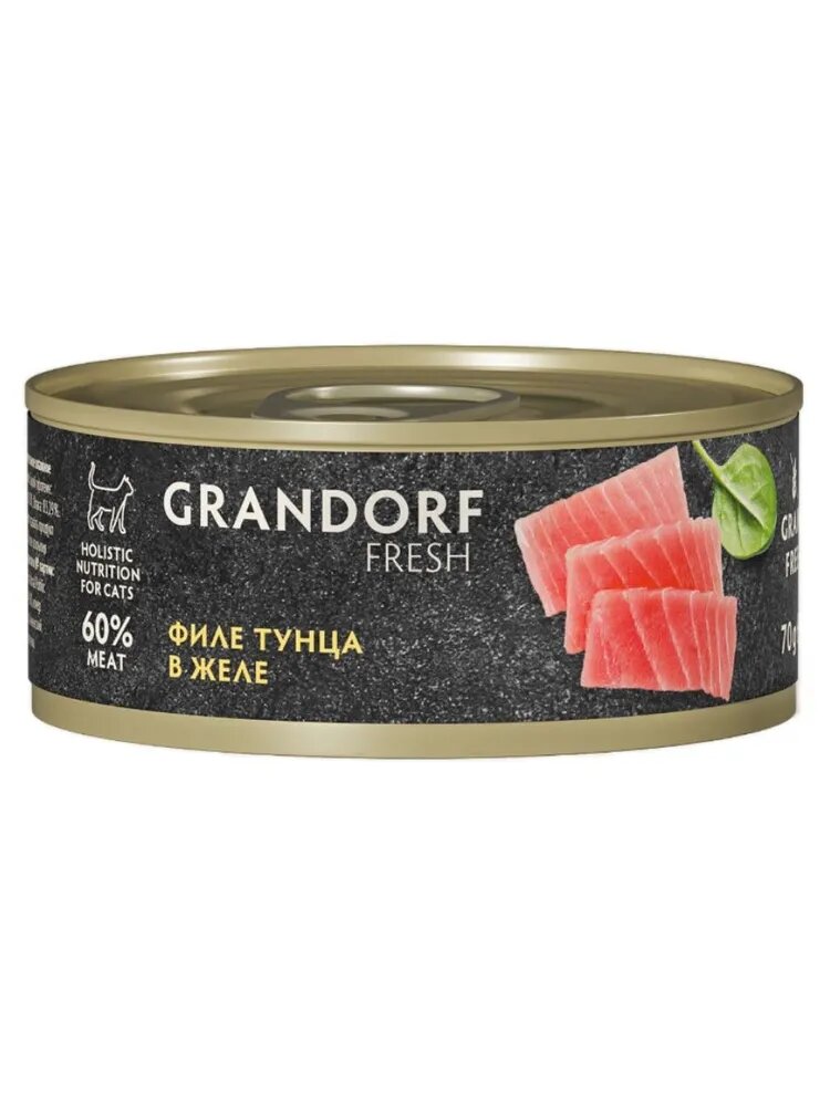 GRANDORF FRESH Влажный корм для кошек, филе тунца в желе - 6 шт* 70 г