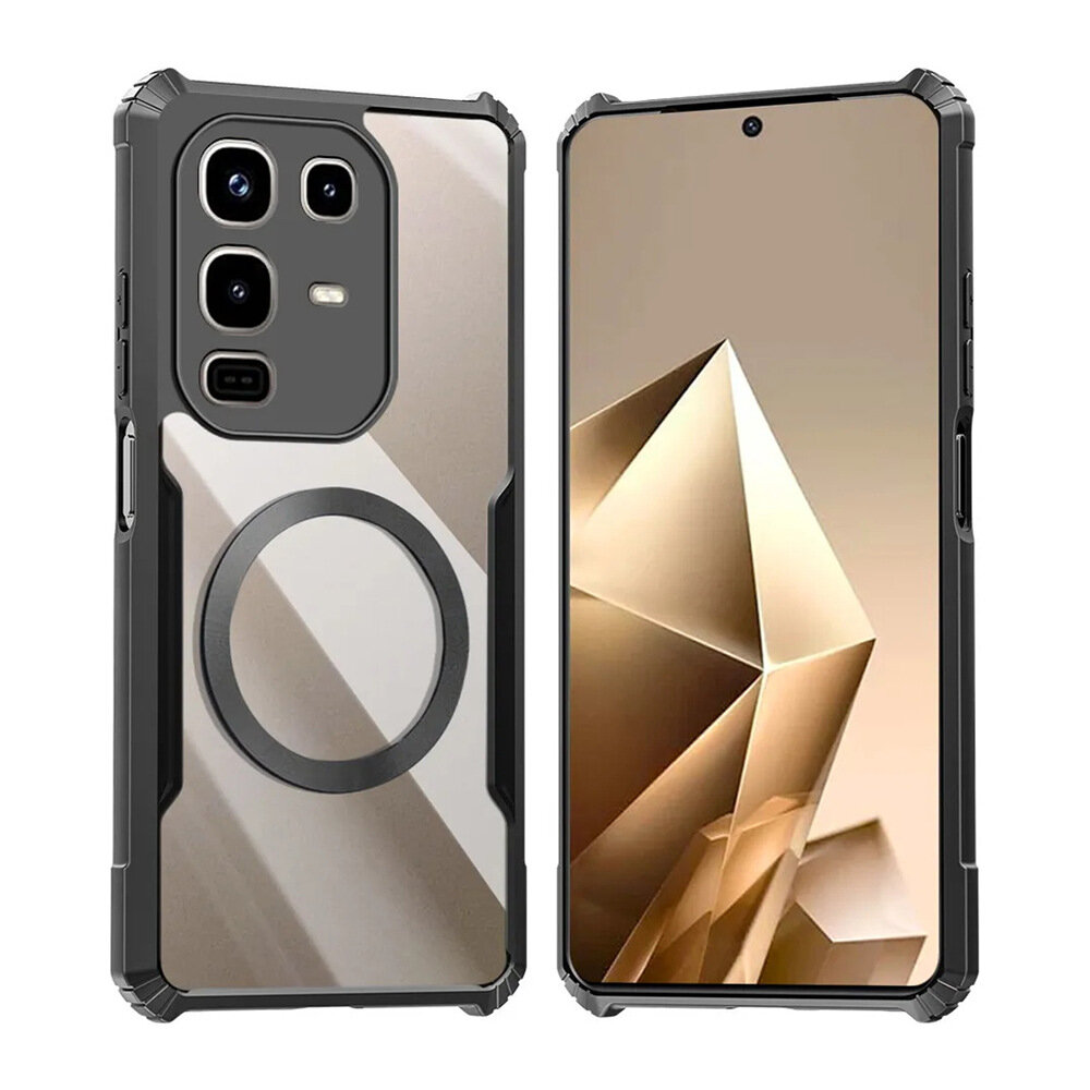 Задняя панель-чехол-накладка MyPads «Labbri» для Infinix Note 30 Pro 4G с MagSafe, из качественного силикона c прозрачной пластиковой задней стенко.