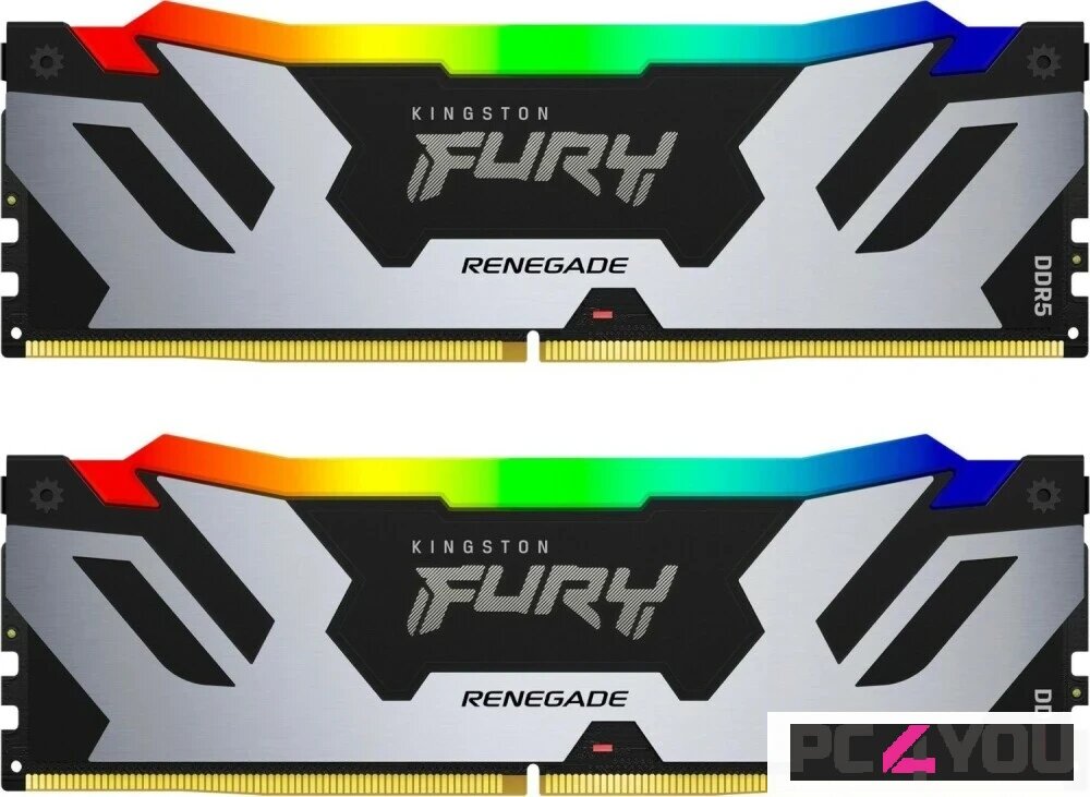 Модуль Памяти DDR5 64Gb (2x32Gb Kit) Kingston 6400 Fury Renegade Silver RGB KF564C32RSAK2-64