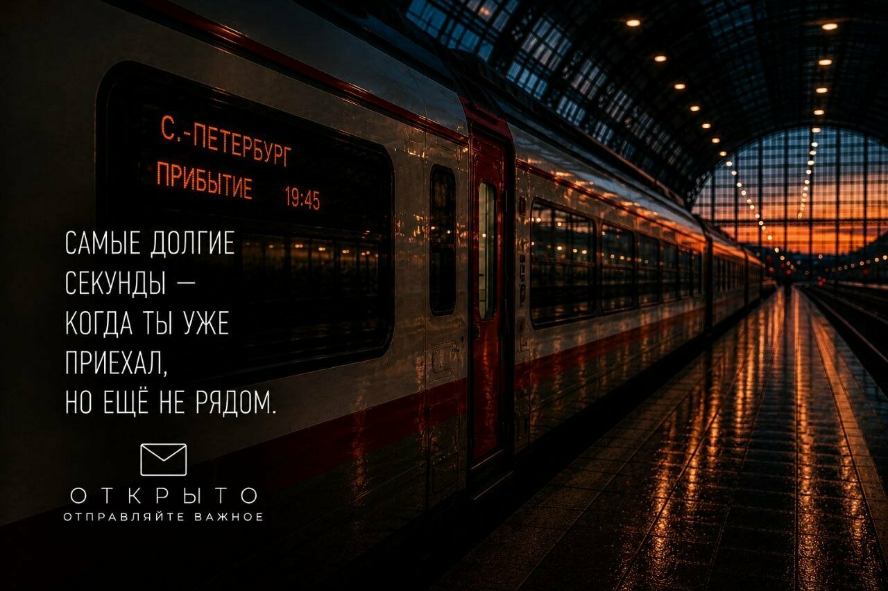 Открытка "Самые долгие секунды когда ты уже приехал, но ещё не рядом" "Открыто - отправляйте важное"