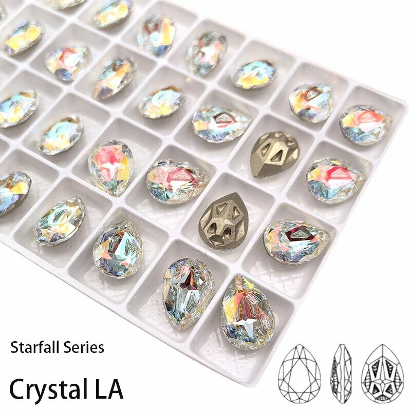 Стразы Starfall K9 каплевидные 13x18mm, Crystal LA