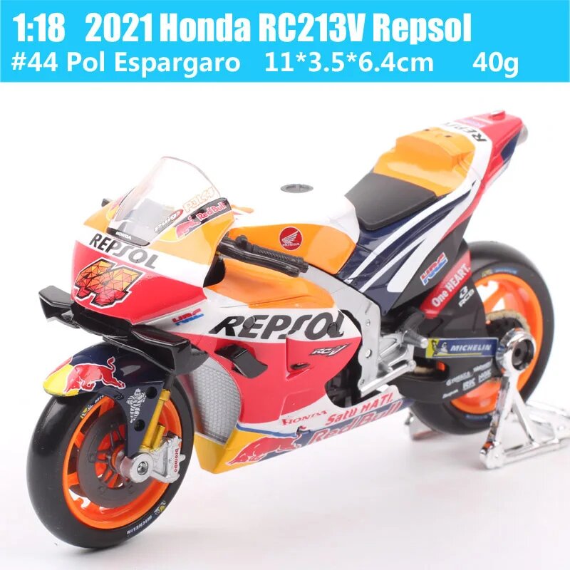 Maisto Коллекционная модель мотоцикла 1/18 21 Honda Repsol 44