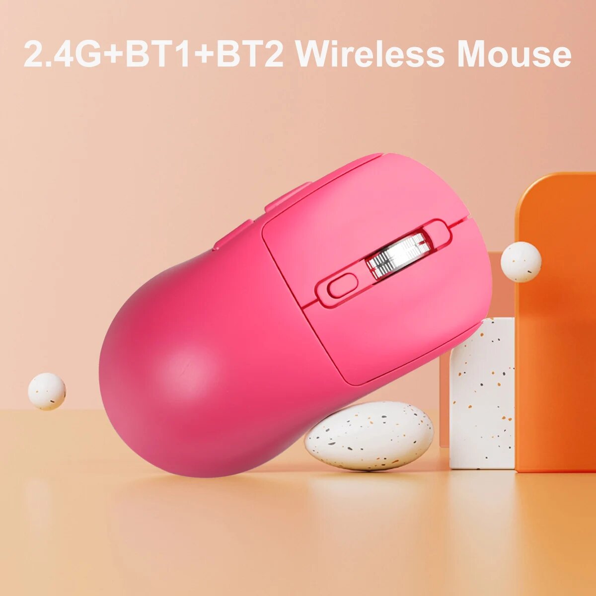 Розовая беспроводная мышь 2.4G+BT1+BT2