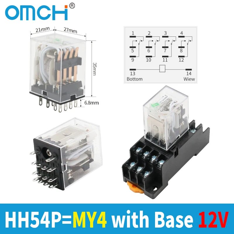 OMCH Реле электромагнитное HH54P(MY4) 12V