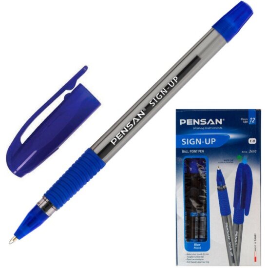 Ручка шариковая Pelican Pensan SIGN-UP (2410/12BLUE) 1мм игловидный пиш. наконечник круглая телескопич. корпу