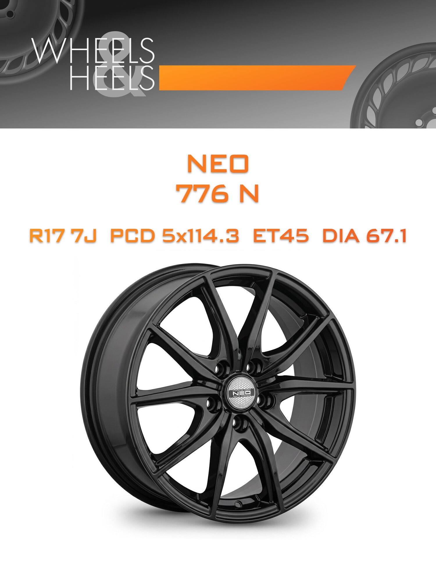 Диск автомобильный литой Neo 776 N 17x7 5x114.3 et45 dia67.1 BL