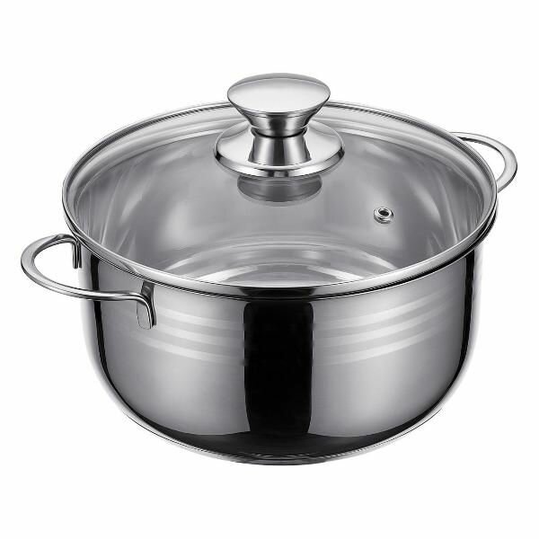 Кастрюля 20см/3л с крышкой REGENT inox Bimbo vitro