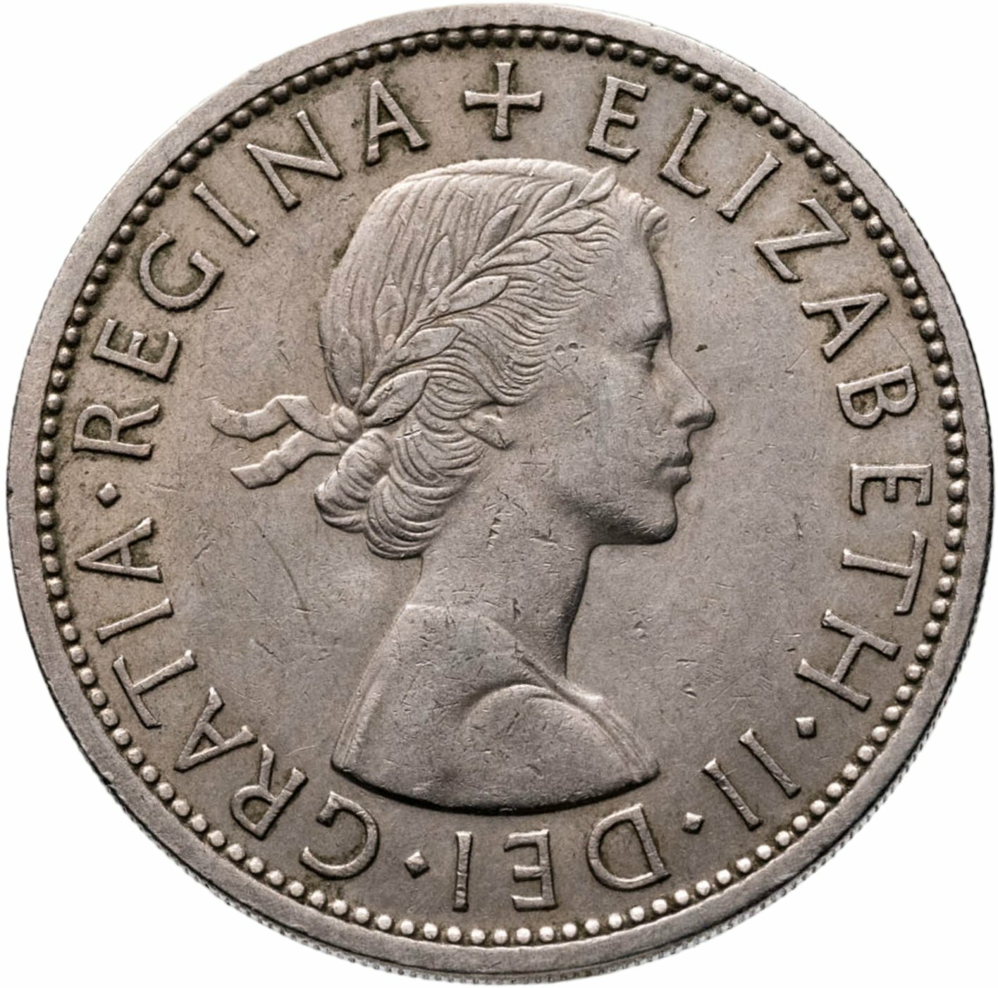 Великобритания 1/2 кроны crown 1957, Мельхиор медь-никель, в сохранности XF