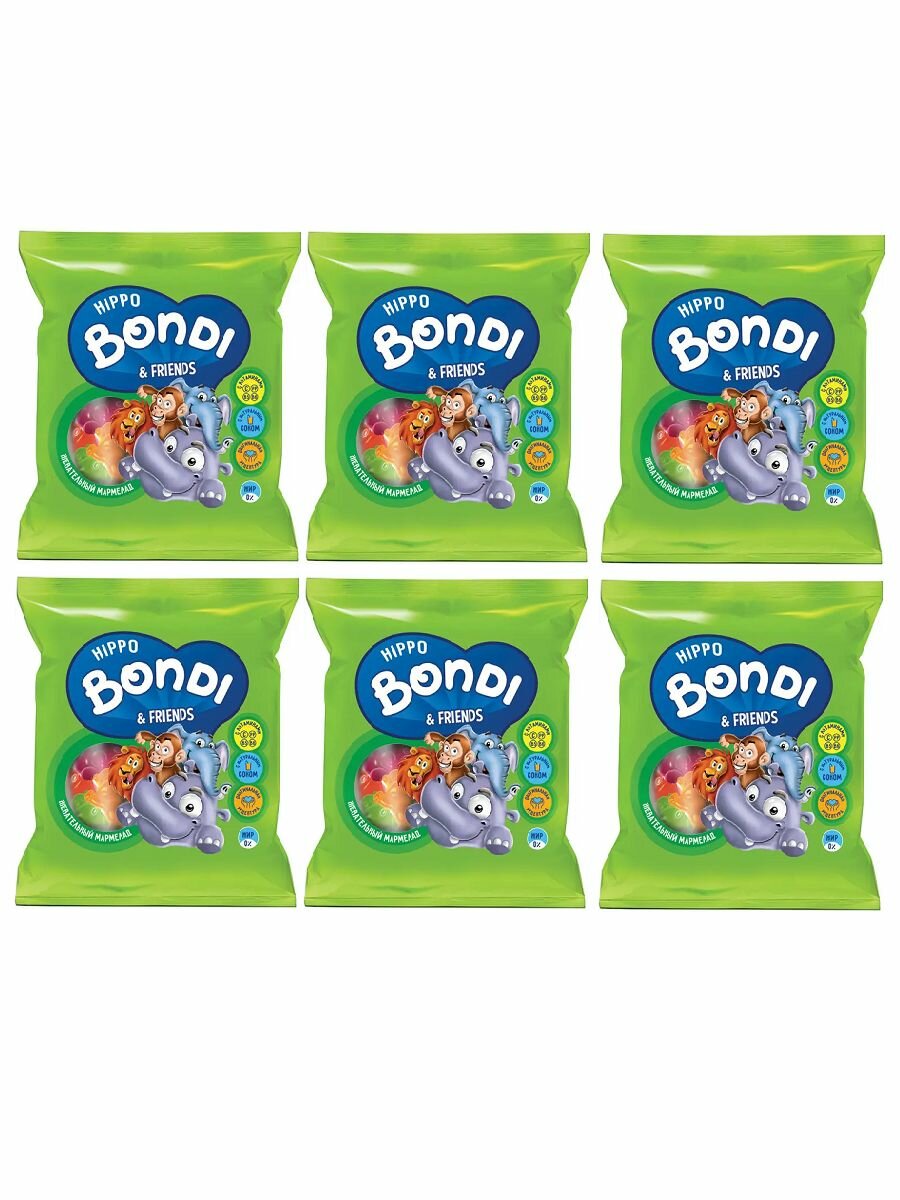 HIPPO BONDI & FRIENDS Жевательный мармелад, 30 гр, 6 уп /