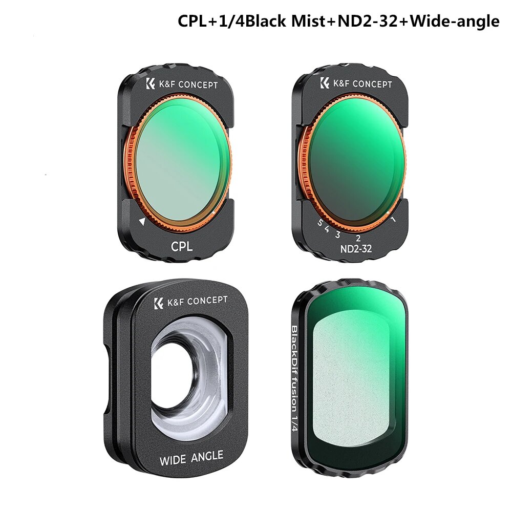 K&F Concept набор фильтров CPL ND2-32 Black Mist Wide-angle