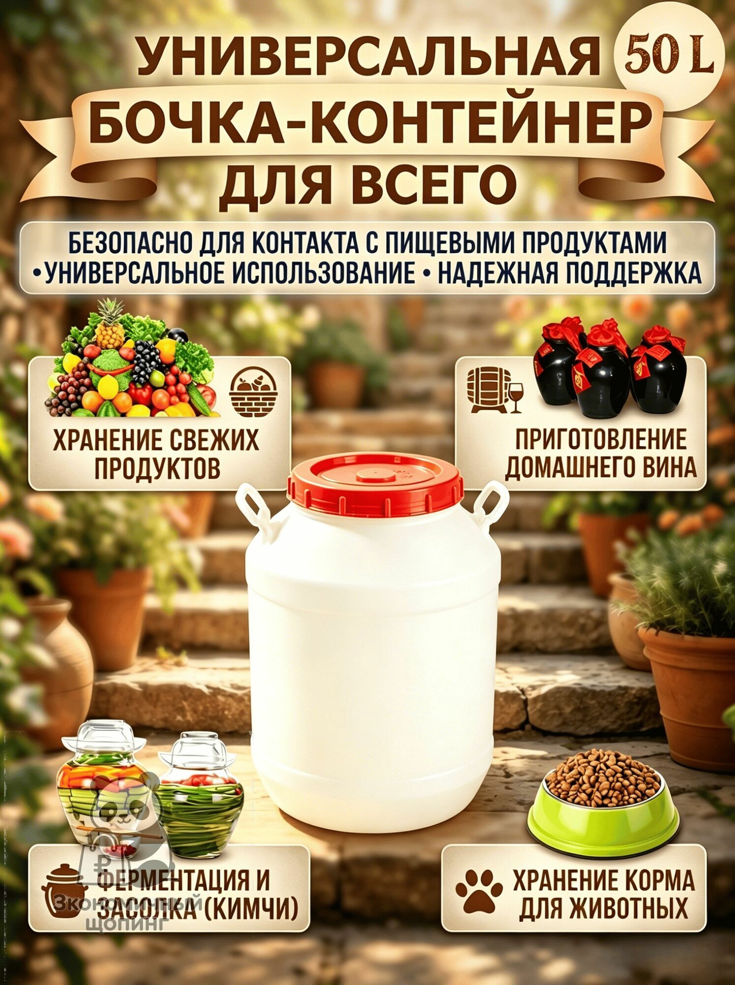 Канистра универсальная, ABS пластик,50л