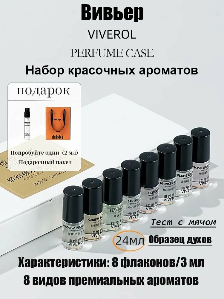 Духи женские стойкие набор пробников 24 мл 8 шт Подарочный набор Коллекция разноцветных парфюмов