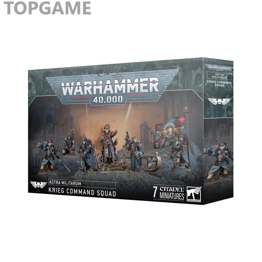 Warhammer 40000 Astra Militarum Krieg Command Squad, набор миниатюр 7 фигур, для настольной игры, пластиковые модели для сборки и покраски, коллекционные