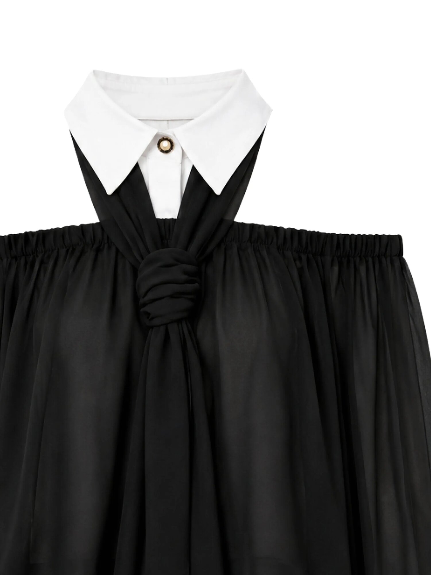 Блуза Elisabetta Franchi Off-shoulder pussy-bow blouse, размер 44 — фото 1