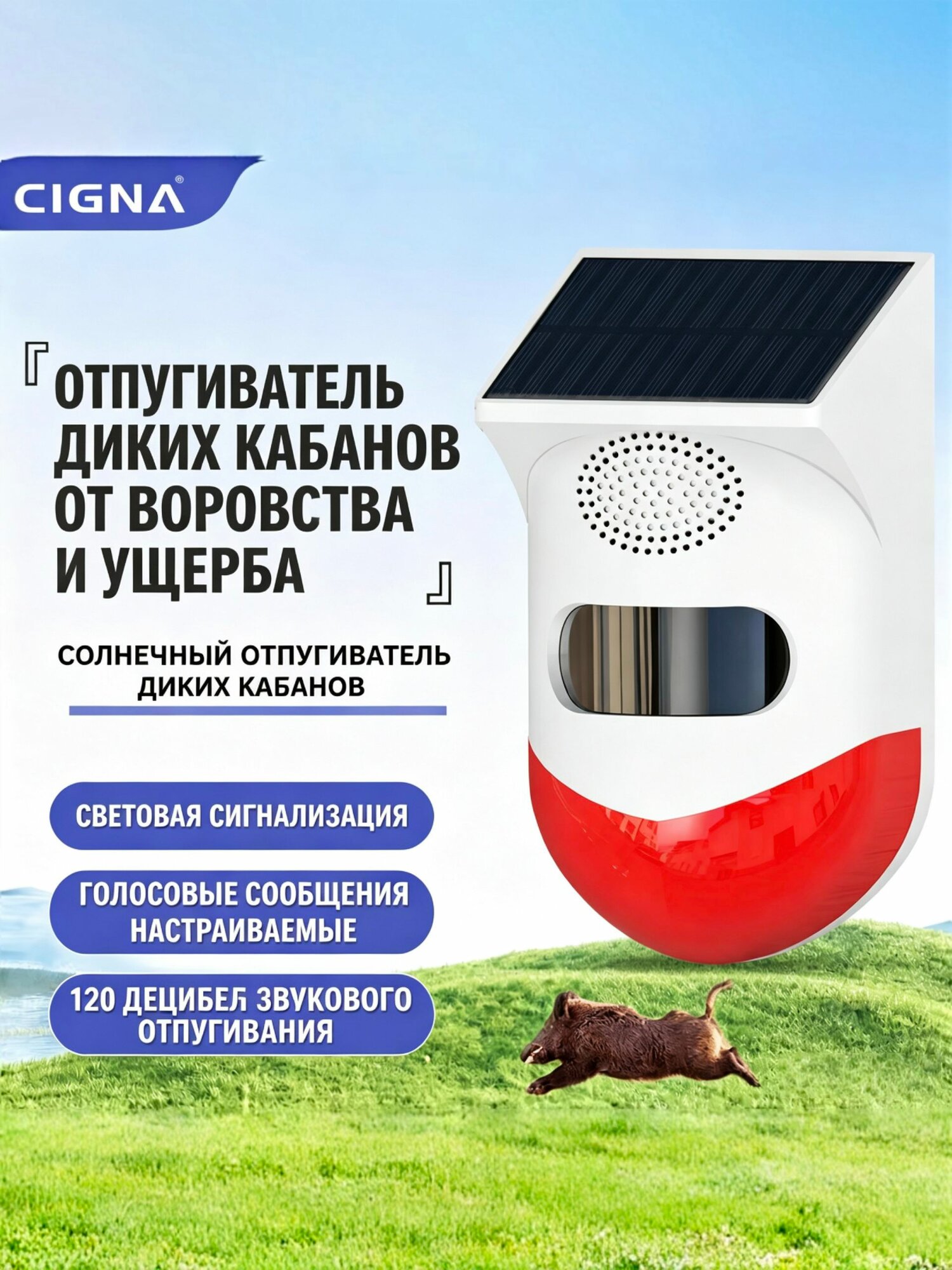 Солнечная сигнализация CT80L, свет и звук, пульт ДУ, датчик движения для дома, гаража, дачи