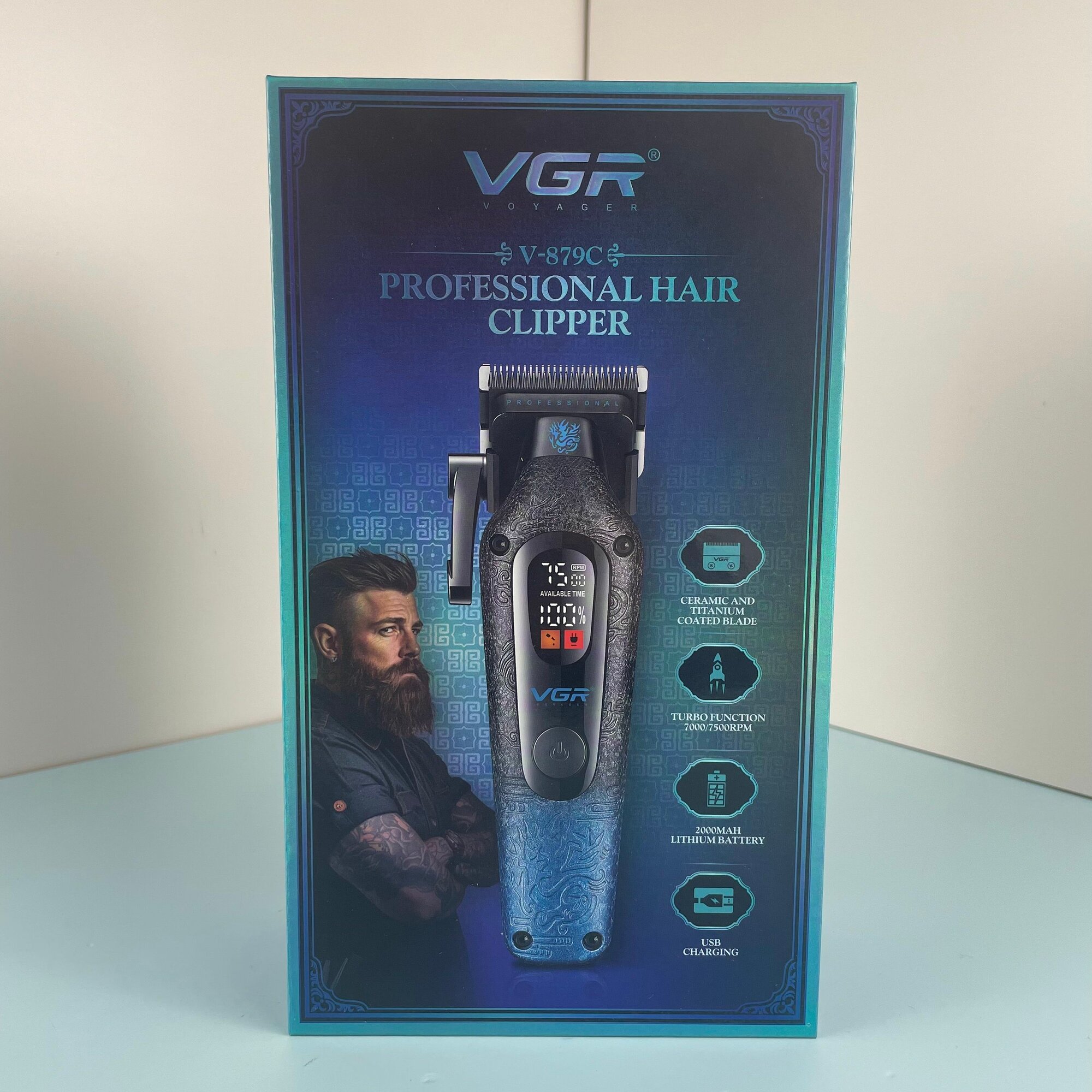 Профессиональная аккумуляторная машинка для стрижки волос VGR V879C , беспроводная, для мужчин