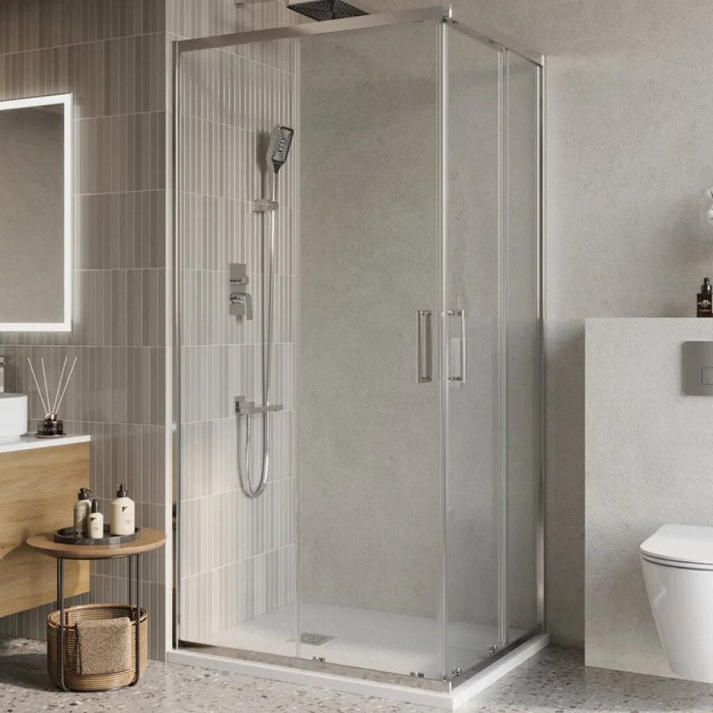 Душевой уголок BelBagno Luce AH-2-100/80-C-Cr 100x80, профиль хром, стекло прозрачное, LUCE-AH-2-100/80-C-Cr, Алюминий
