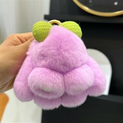 Highend animal bunny pendant with leather and plush for gift or decor light purple