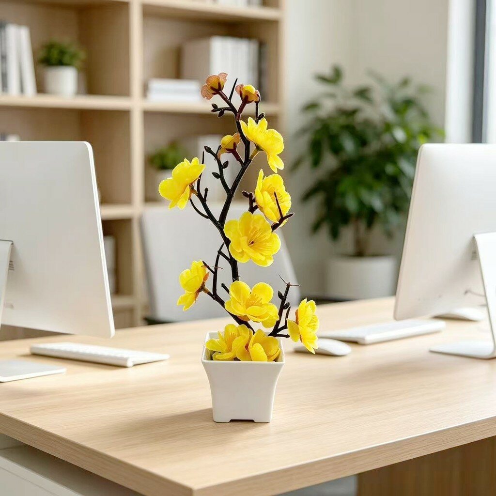 Home office decor styleb искусственный сливовый цветок с основанием для элегантной праздничной атмосферы