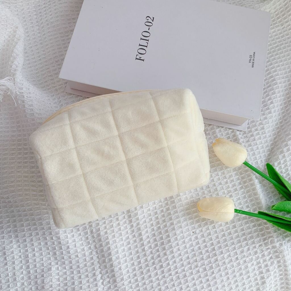 Korean style pillow pencil case with short plush material for girls school supplies storage white pillowcase