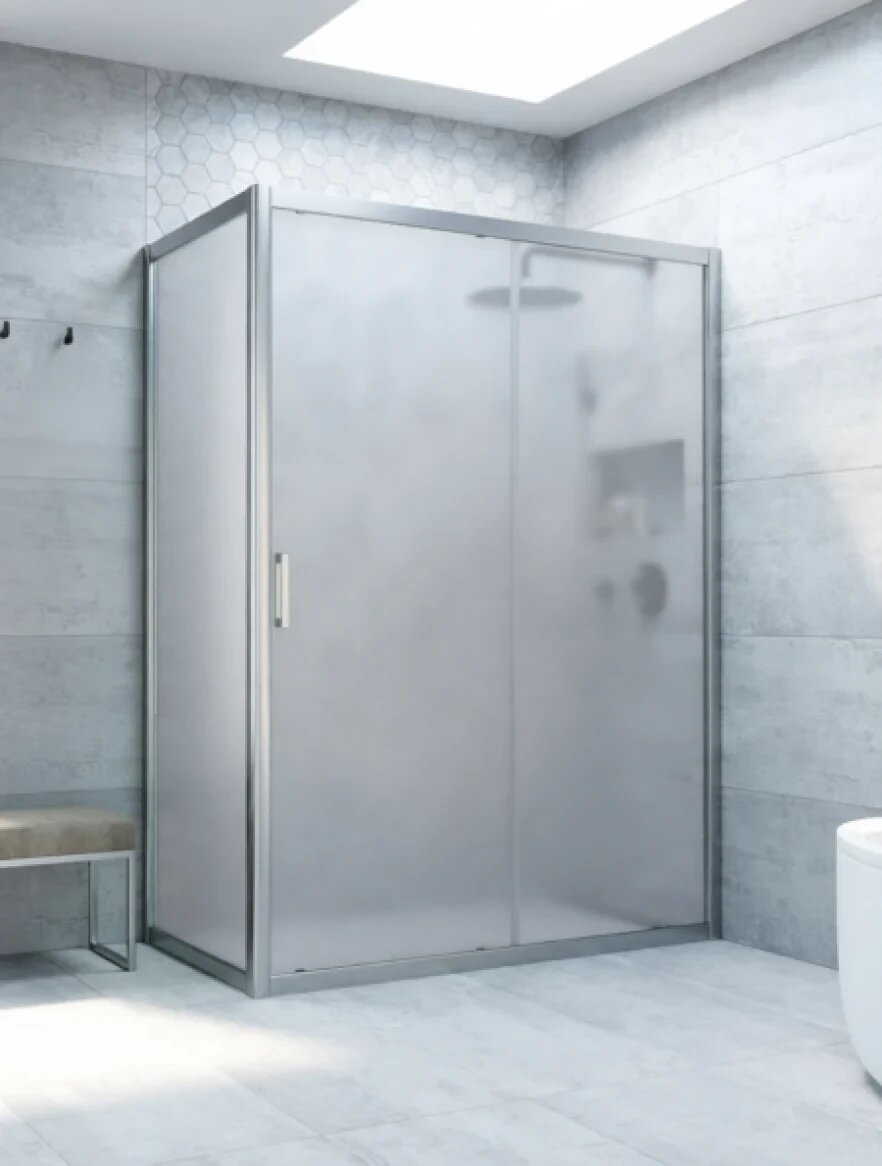Душевой уголок Vegas Glass ZP+ZPV Novo h2000 140*90 07 10 профиль матовый хром, стекло сатин