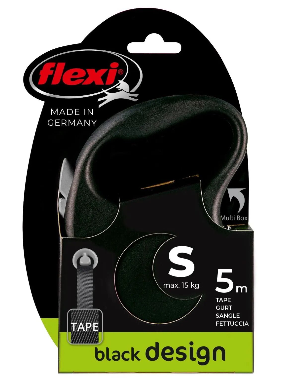Поводок-рулетка для собак Flexi Black Design S ленточный черный/серебристый 5 м