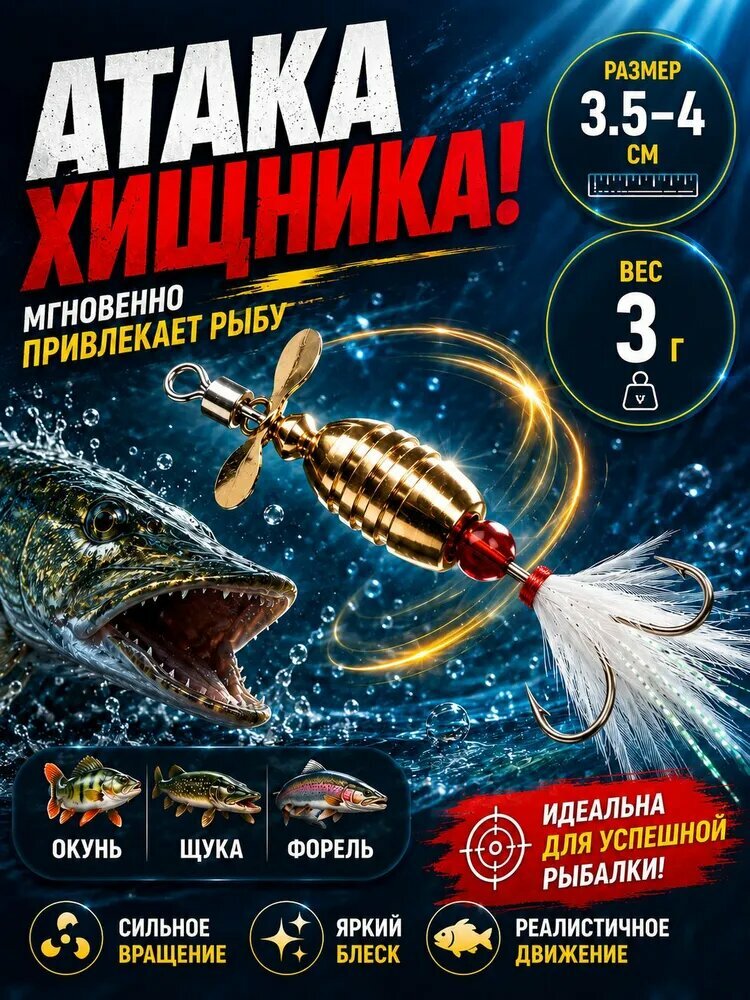 Блесна-турбинка с пропеллером "Хищница" 2.8 гр золото