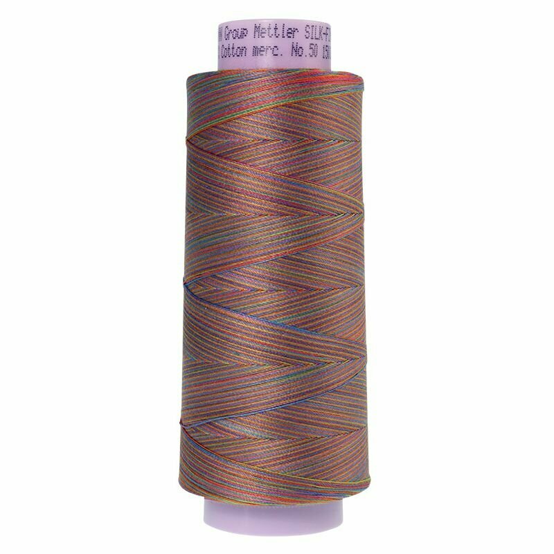 Нить для машинного квилтинга METTLER "Silk Finish", Multi Cotton 50, 1372 м, цвет 9842, Preppy Brights